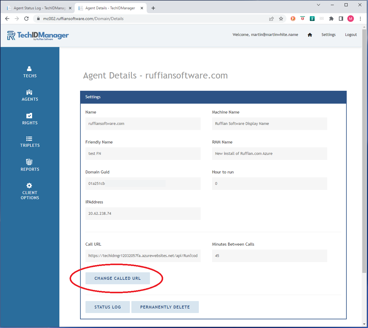 Update the CallURL for TechIDAgent.EntraID - Ruffian Software